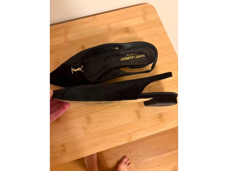 YSL crne sandalete