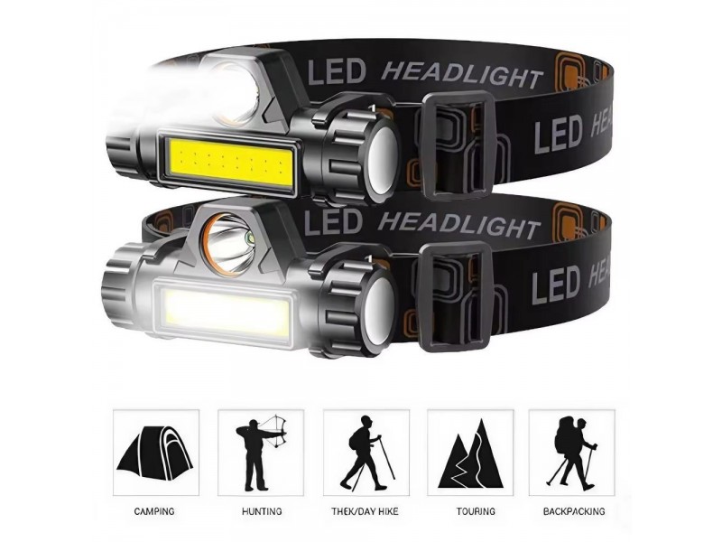 Naglavna Lampa svetlo 2LED ugrađena baterija magnet