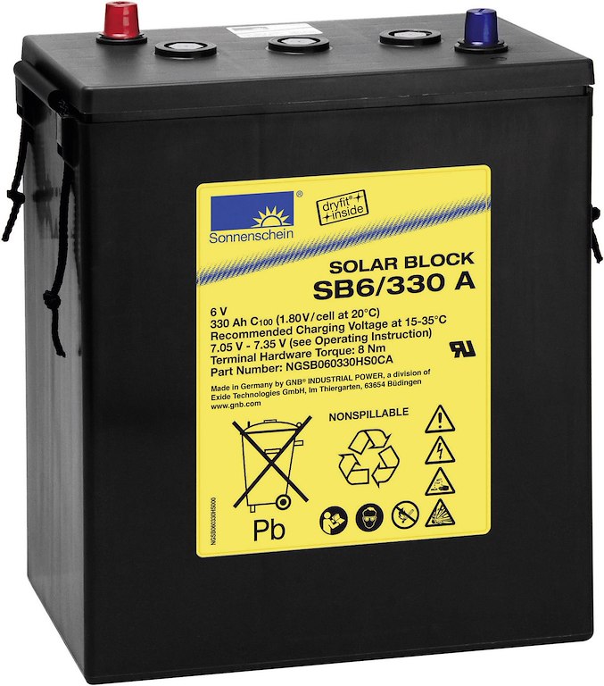 GNB Solar-Block SB6/330 A solarni akumulator olovni gel 6 V 330 Ah