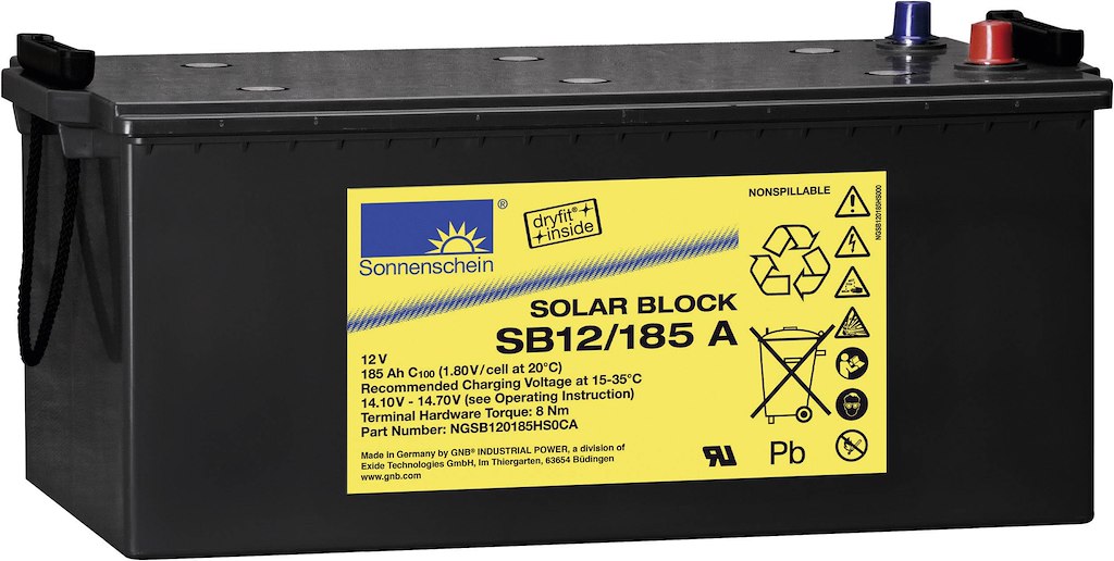 GNB Solar-Block SB12/185 A solarni akumulator olovni gel 12 V 185 Ah