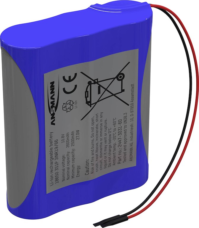 Ansmann 3S1P akumulatorski paket Li-Ion 10,8 V 2600 mAh 18650