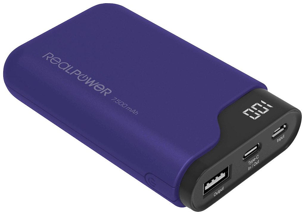 RealPower PB-7500C powerbank prenosna baterija Li-Ion 7500 mAh (D x Š x V) 103 x 64 x 23 mm
