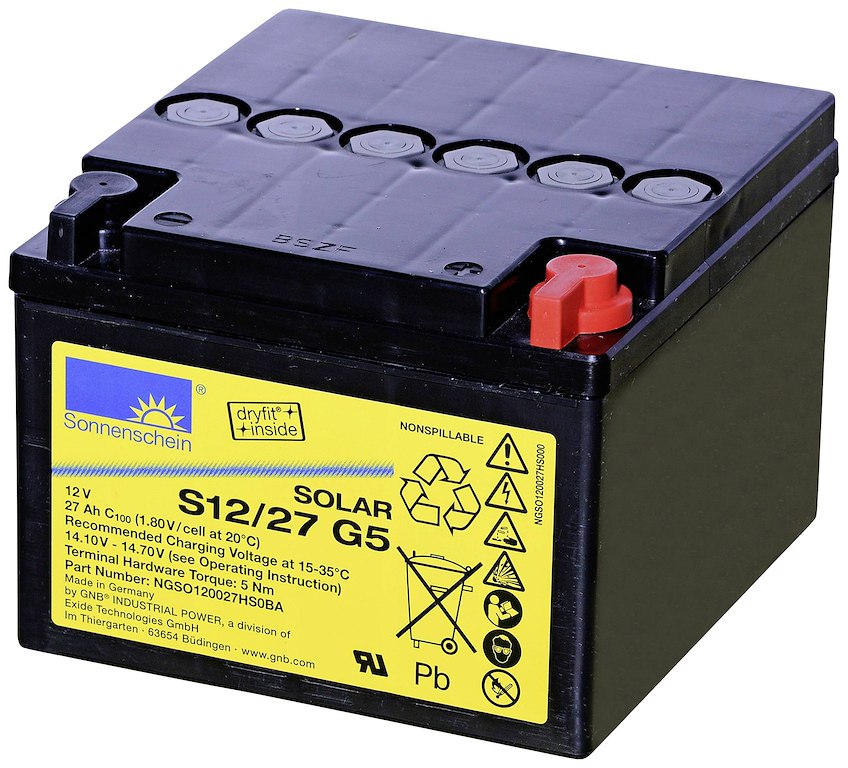 GNB dryfit S12/27 G5 solarni akumulator olovni gel 12 V 27 Ah