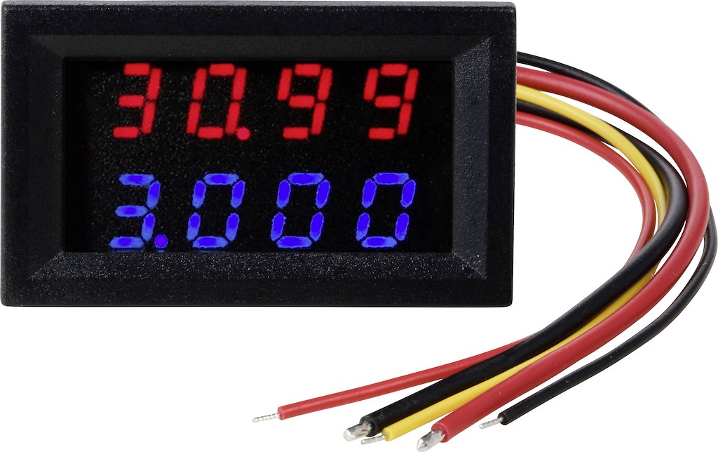 TRU COMPONENTS TC-AMVL4D-RED/BLUE digitalni ugradni merni instrument struja i napon 33,00 V, 3,000 A LED