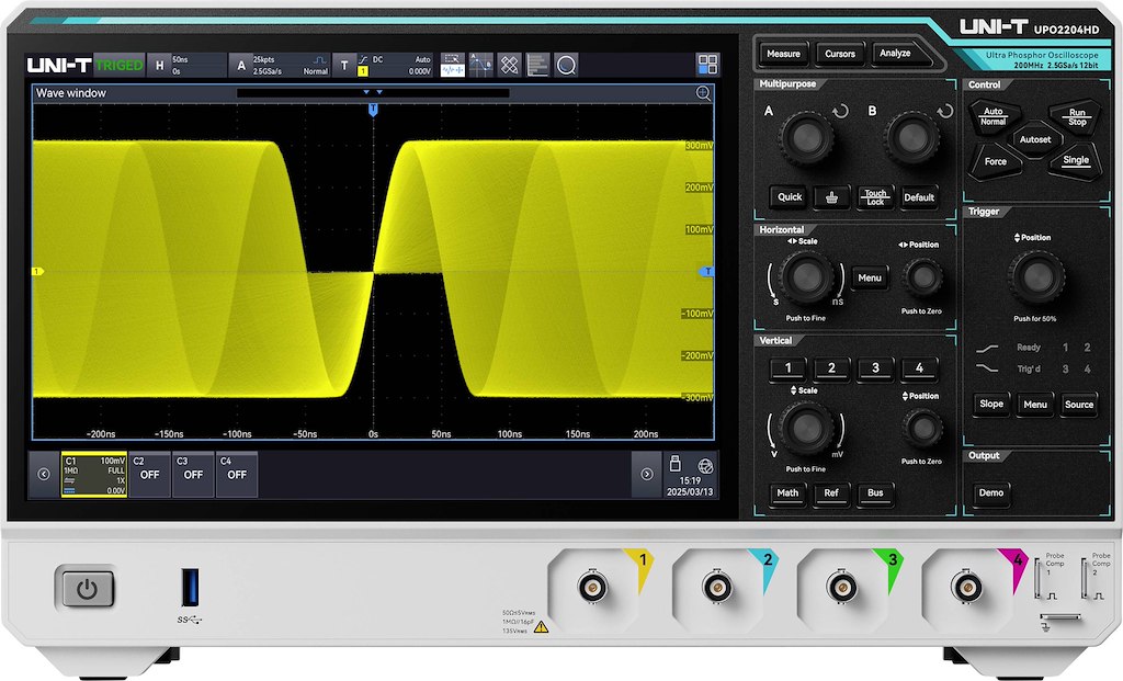 UNI-T UPO2204HD digitalni osciloskop 200 MHz 4-kanalni 2 GSa/s