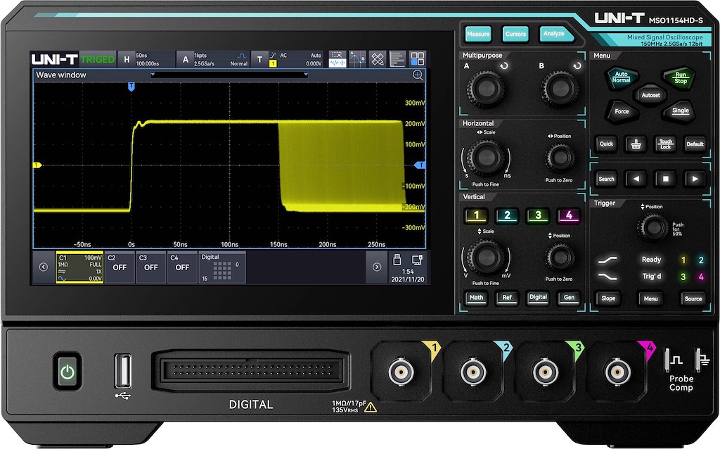 UNI-T MSO1154HD-S digitalni osciloskop 150 MHz 4-kanalni 2 GSa/s