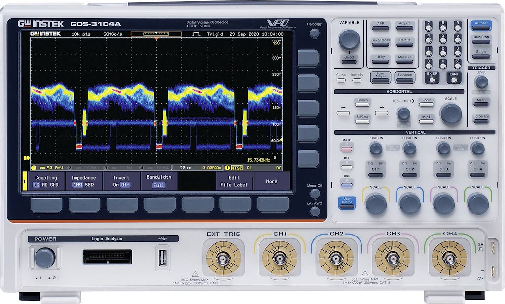 GW Instek GDS-3104A digitalni osciloskop 1 GHz 4-kanalni 5 GSa/s