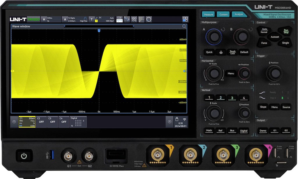 UNI-T MSO3054HD digitalni osciloskop 500 MHz 4-kanalni 2,5 GSa/s
