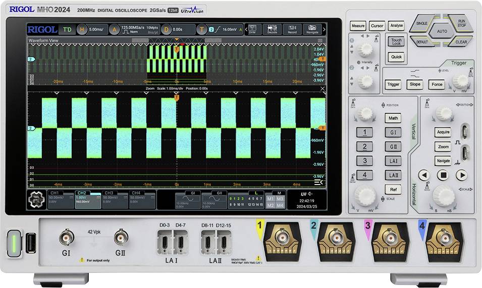 Rigol MHO2024 digitalni osciloskop 200 MHz 4-kanalni 500 Mpts