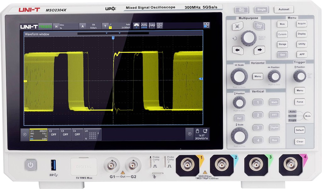 UNI-T MSO2304X digitalni osciloskop 350 MHz 4-kanalni 500 Mpts