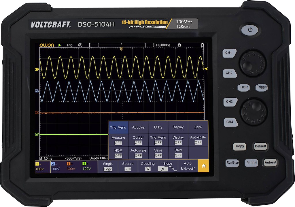 VOLTCRAFT DSO-5104H ručni osciloskop 100 MHz 4-kanalni 1 GSa/s