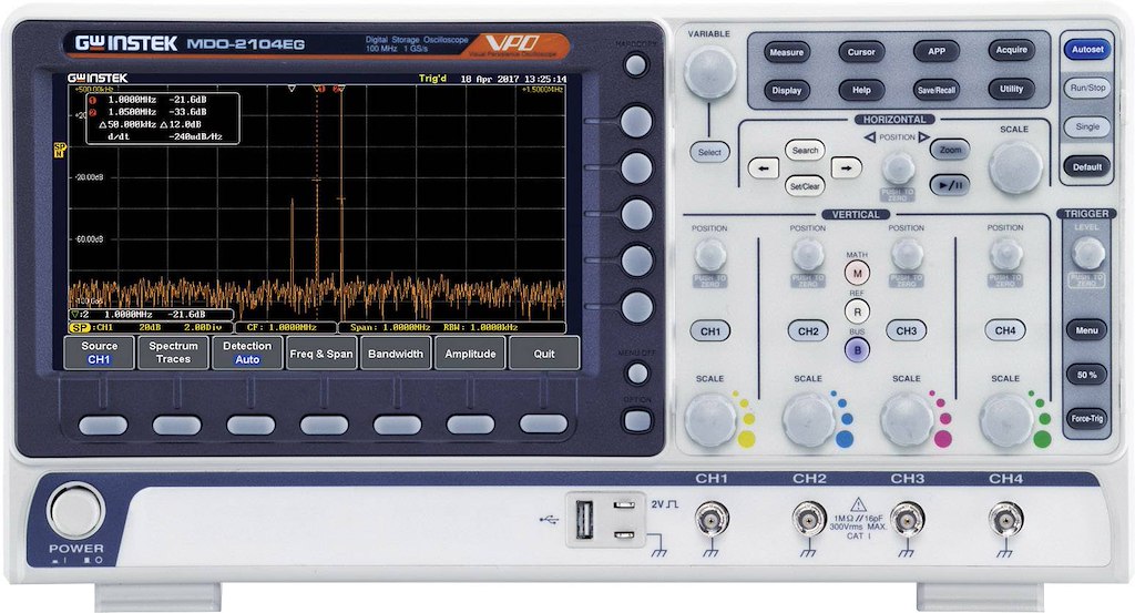 GW Instek MDO-2104EG digitalni osciloskop 100 MHz 4-kanalni 1 GSa/s