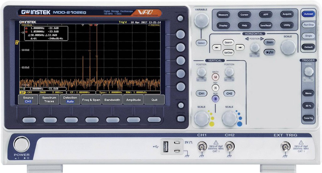 GW Instek MDO-2102EG digitalni osciloskop 100 MHz 2-kanalni 1 GSa/s