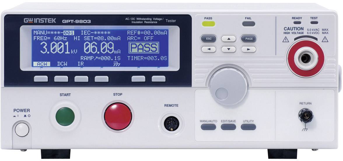 GW Instek GPT-9803 merač otpora izolacije 100 V, 250 V, 500 V, 1000 V 9500 MΩ digitalni (LCD) prema internim radnim etalonima proizvođa