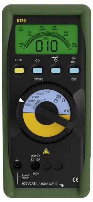 Lumel NT20 merač otpora izolacije 50 V, 100 V, 250 V, 500 V, 1000 V 2 GΩ 0,01 Ω do 99,9 Ω