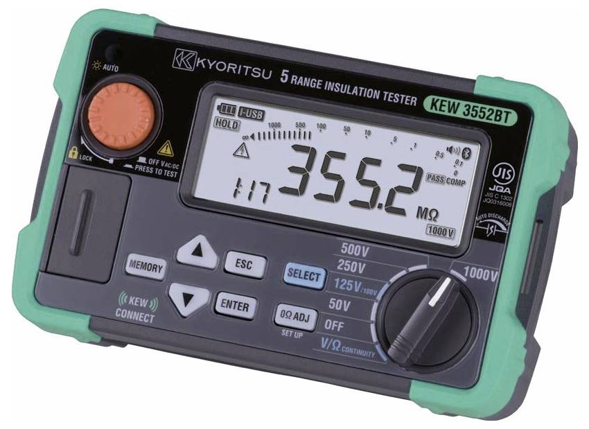 Kyoritsu KEW 3552BT merač otpora izolacije 40 GΩ 0–40 Ω CAT III 600 V, CAT IV 300 V