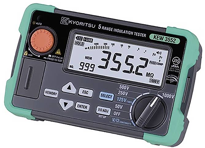 Kyoritsu KEW 3552 merač otpora izolacije 40 GΩ 40,00 Ω / 400,0 Ω / 4000,0 Ω CAT III 600 V, CAT IV 300 V