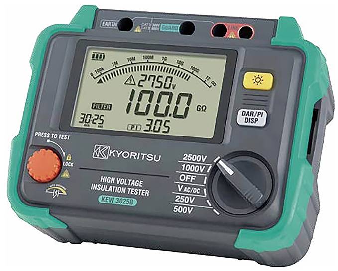 Kyoritsu KEW 3025B merač otpora izolacije 250 V, 500 V, 1000 V, 2500 V 100 GΩ CAT IV 300 V, CAT III 600 V