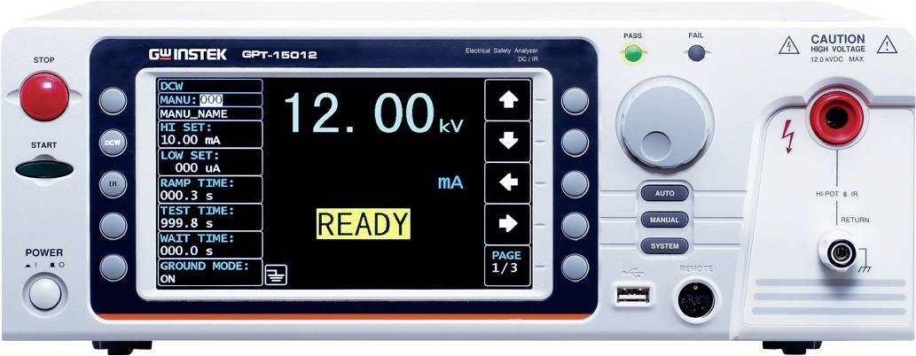 GW Instek GPT-15012 analizator električne bezbednosti 50 Ω 0,1 MΩ do 50 GΩ digitalni (LCD)