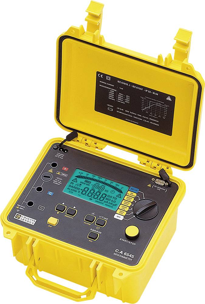 Chauvin Arnoux A 6545 merač otpora izolacije 500 V, 1000 V, 2500 V, 5000 V 10 TΩ 10kΩ – 10 TΩ