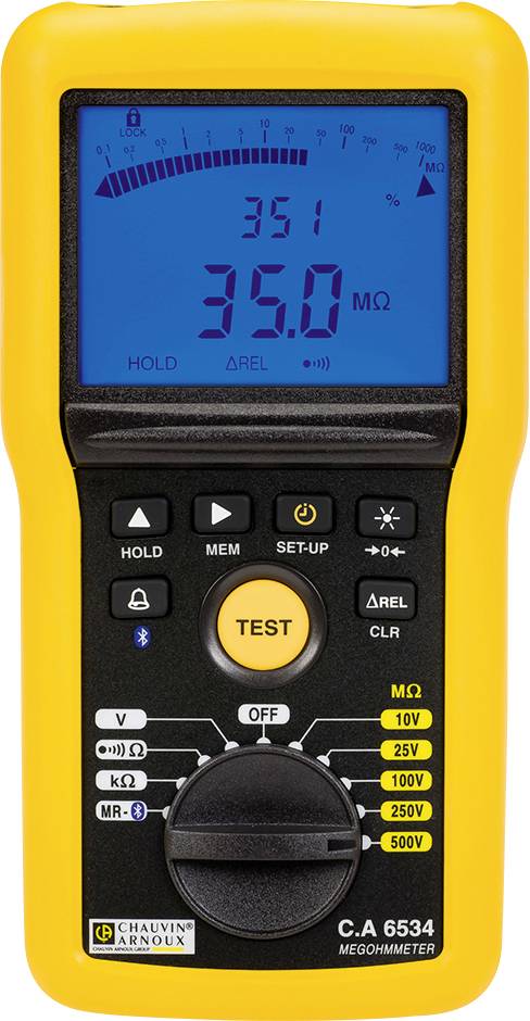 Chauvin Arnoux A 6534 merač otpora izolacije 10 V, 25 V, 100 V, 250 V, 500 V 50 GΩ 0 – 3999 Ω