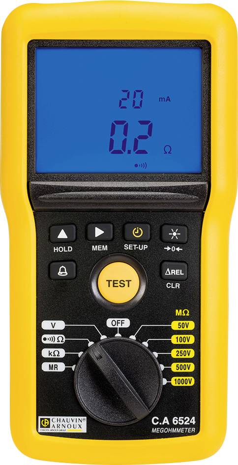 Chauvin Arnoux A 6524 merač otpora izolacije 50 V, 100 V, 250 V, 500 V, 1000 V 200 GΩ 0 – 3999 Ω