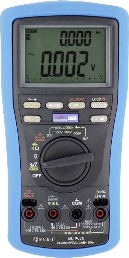 Metrel MD 9070 merač otpora izolacije 50 V, 100 V, 250 V, 500 V, 1000 V 25,0 GΩ 0,015 – 20 Ω