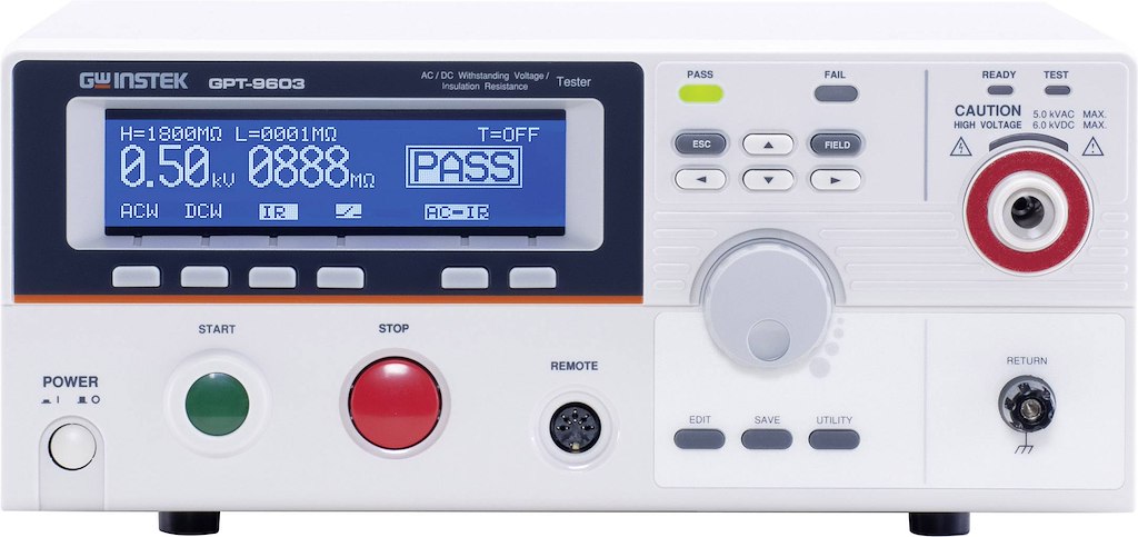 GW Instek GPT-9603 merač otpora izolacije 100 V, 250 V, 500 V, 1000 V 2000 MΩ digitalni (LCD)