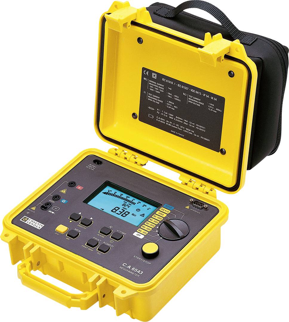 Chauvin Arnoux A 6543 merač otpora izolacije 50 V, 1000 V 4 TΩ 0,01 Ω – 400 kΩ