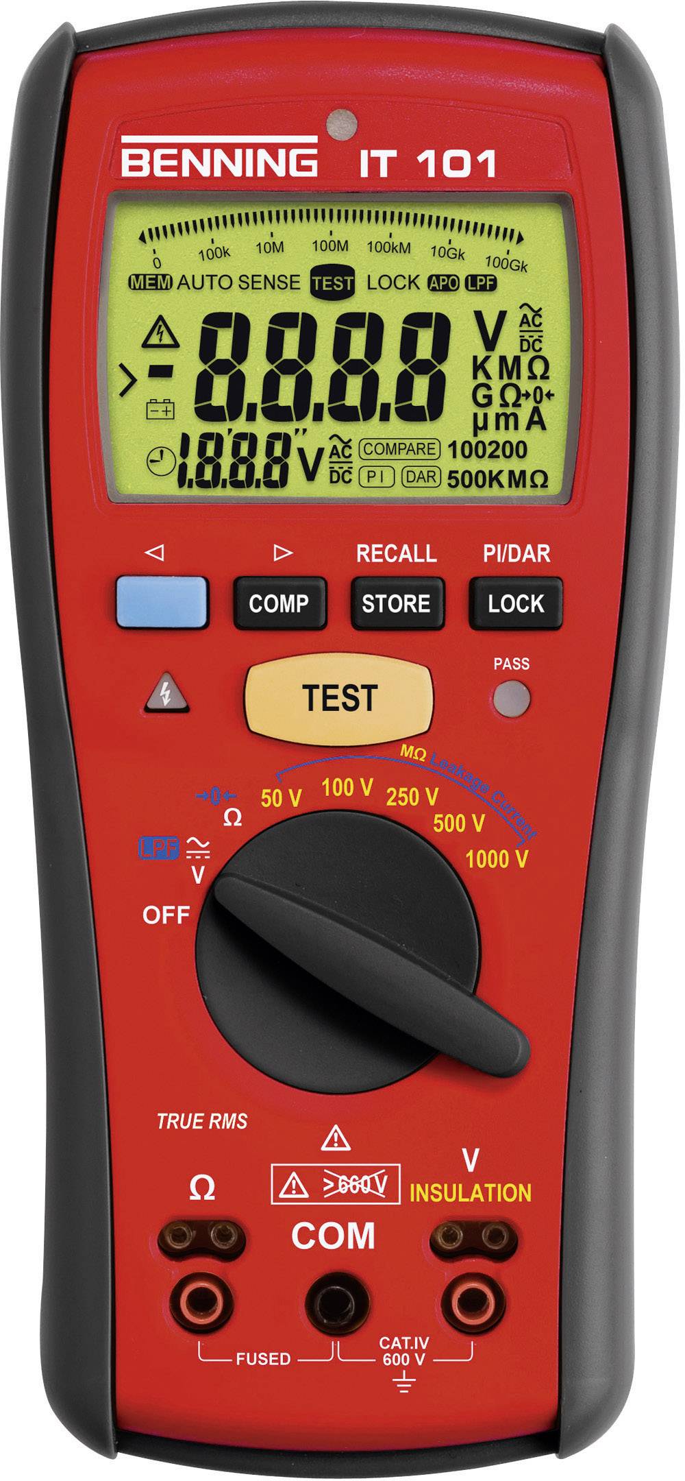Benning IT 101 merač otpora izolacije 50 V, 100 V, 250 V, 500 V, 1000 V 20 GΩ 0 – 40 kΩ