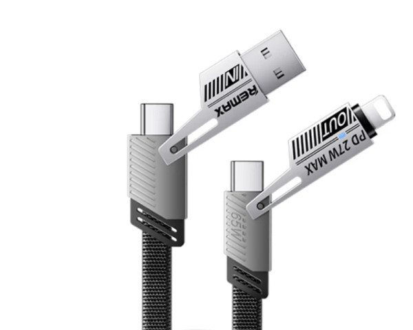 REMAX RC-C189 USB A+C na USB C+Lightning 2u2 65W 1m data kabl crni