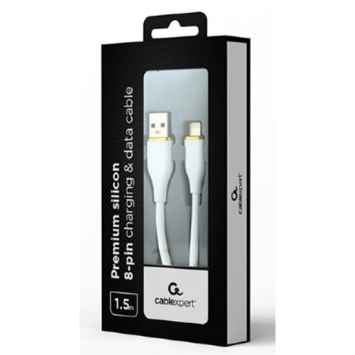 CC-USB2S-AM8PM-1.5M-W Gembird Premium silicon 8-pin cable charging and data cable, 1.5 m, white