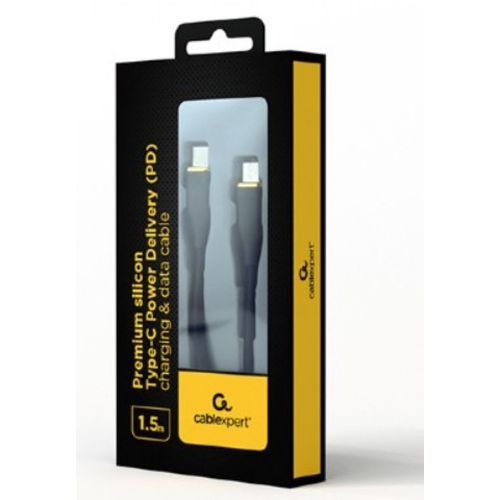 CC-USB2S-CMCM-1.5M-BK Gembird 60W Premium silicon Type-C PD charging &amp; data cable, 1.5m Black