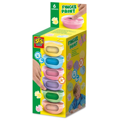 SES Creative Boje za slikanje prstima pastelne 6 x 45 ml 00397