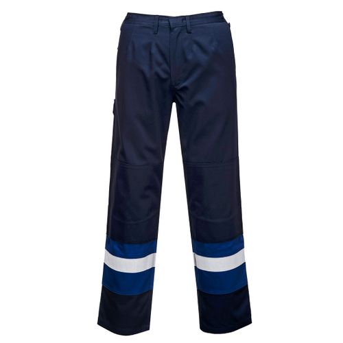 Portwest Bizflame Plus FR56 vatrootporne radne pantalone, teget sa royal plavim trakama, vel. 3XL