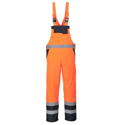 Portwest Hi-Vis Contrast Winter S489 postavljene pantalone na tregere, narandžasta, EN ISO 20471 klasa 2, vel. S