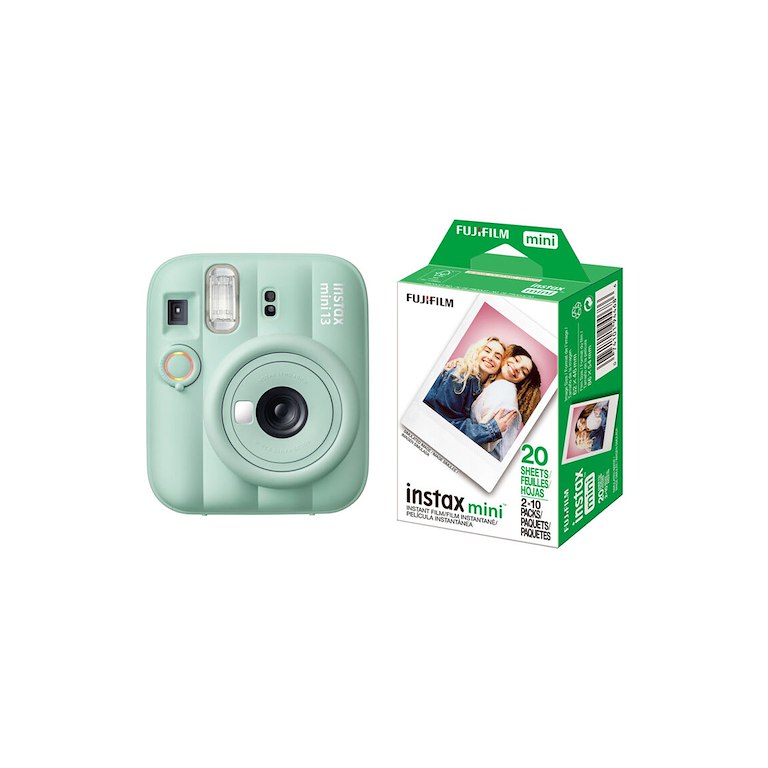 FUJIFILM INSTAX MINI 13 Instant Film Camera - LAGOON GREEN + INSTAX Mini Film 2-Pack
