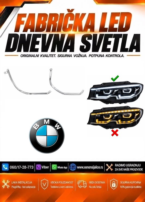 LED DNEVNO SVETLO FABRICKI MODEL U FARU LED PRSTENOVI BMW 3 G20 19-23 LED