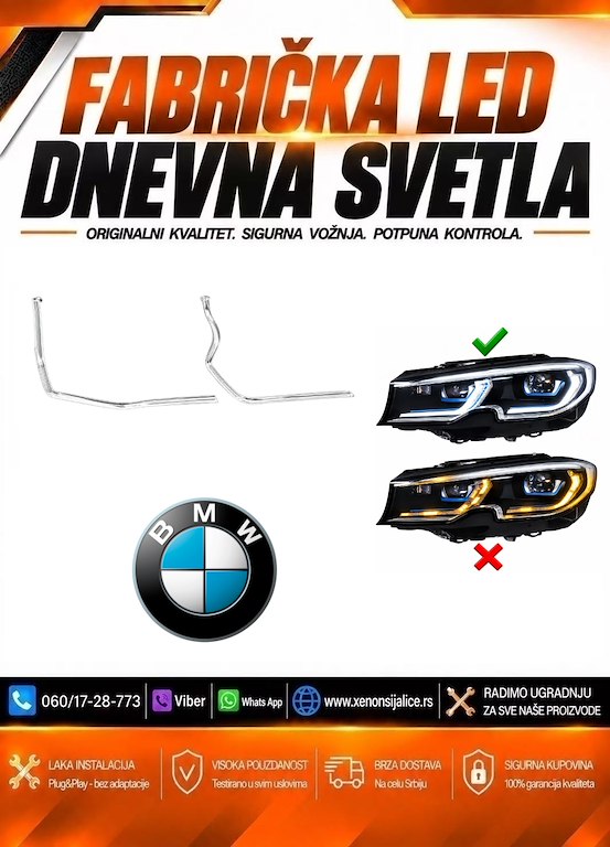 LED DNEVNO SVETLO FABRICKI MODEL U FARU LED PRSTENOVI BMW 3 G20 19-23 LED