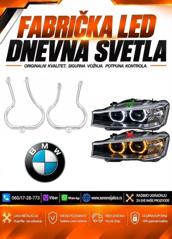 LED DNEVNO SVETLO FABRICKI MODEL U FARU LED PRSTENOVI BMW X3 F25 14-17 LED