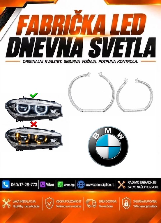 LED DNEVNO SVETLO FABRICKI MODEL U FARU LED PRSTENOVI BMW X6 F16 14-19 LED