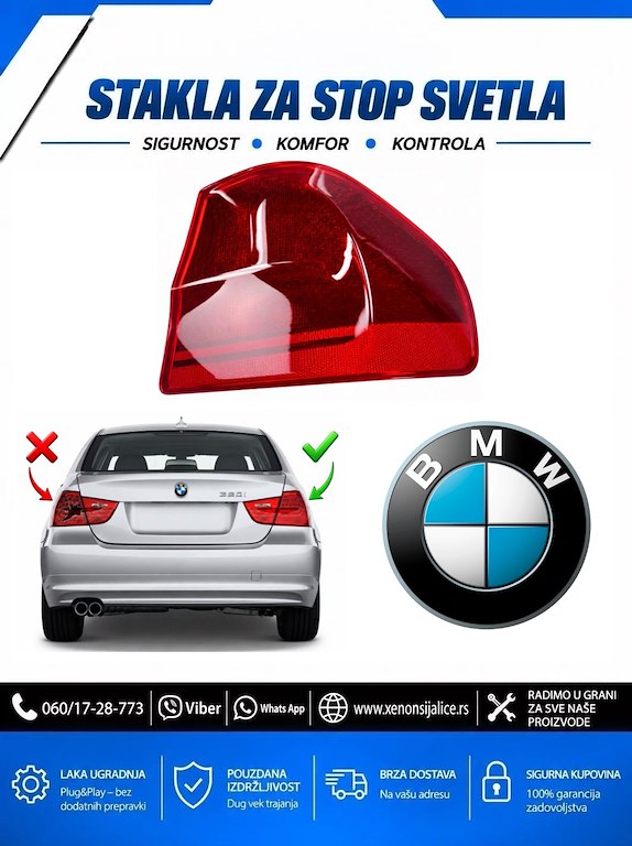 STAKLO ZA STOP SVETLO SPOLJNO BMW 3 E90 08-11