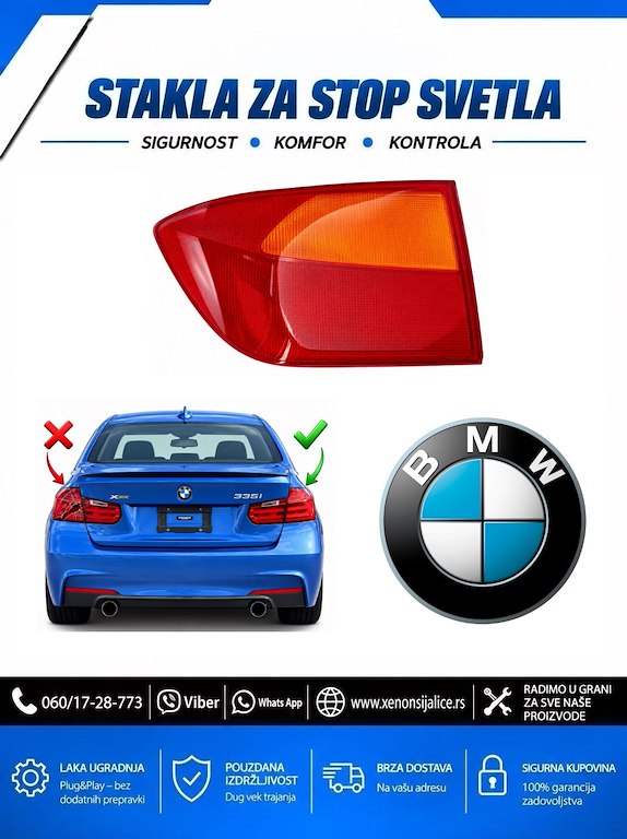 STAKLO ZA STOP SVETLO SPOLJNO BMW 3 F30 11-15