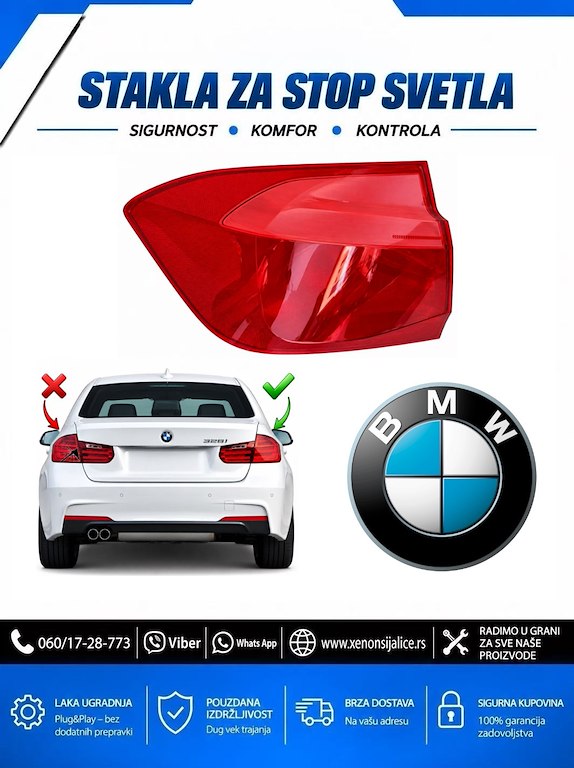 STAKLO ZA STOP SVETLO SPOLJNO BMW 3 F30 15-19