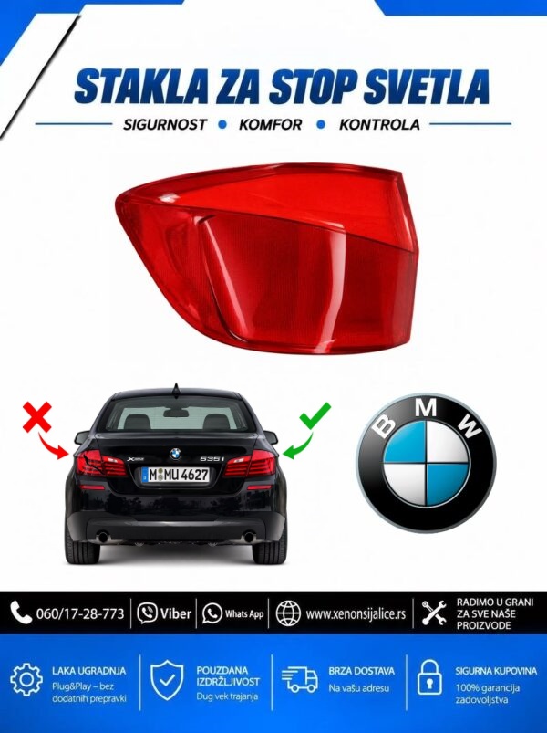 STAKLO ZA STOP SVETLO SPOLJNO BMW 5 F10 13-17