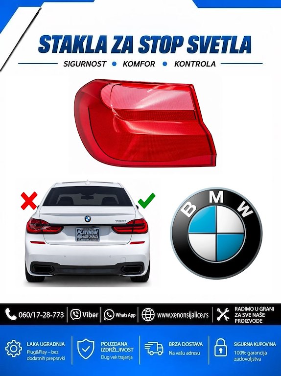 STAKLO ZA STOP SVETLO SPOLJNO BMW 7 G11 G12 15-19