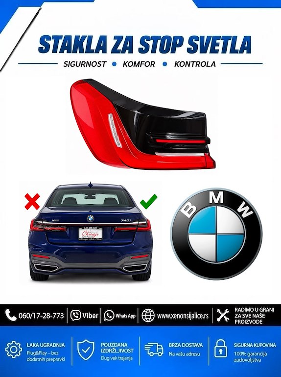 STAKLO ZA STOP SVETLO SPOLJNO BMW 7 G11 G12 19-22