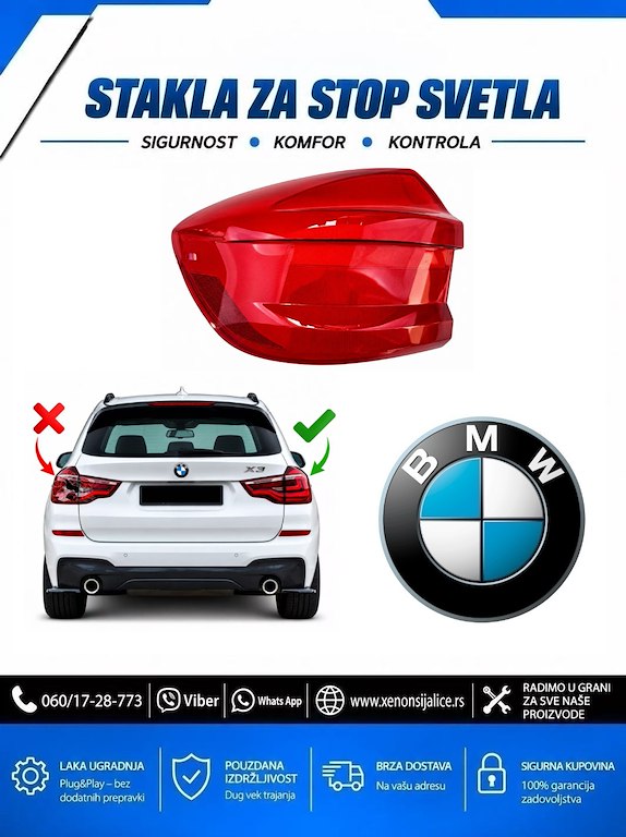 STAKLO ZA STOP SVETLO SPOLJNO BMW X3 G01 17-21