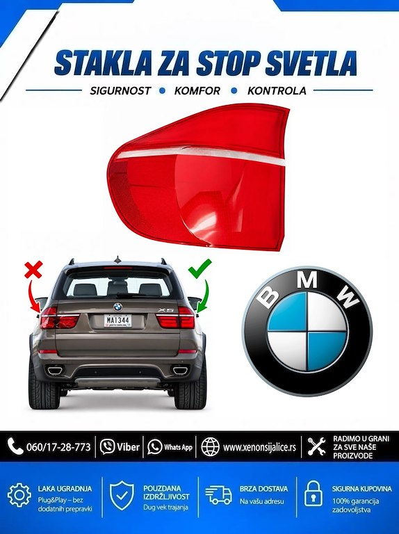 STAKLO ZA STOP SVETLO SPOLJNO BMW X5 E70 10-13
