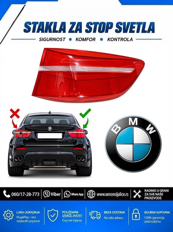 STAKLO ZA STOP SVETLO SPOLJNO BMW X6 E71 08-14